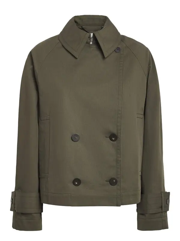 JOSEPH Cotton Cropped Zago Trench Coat - Green