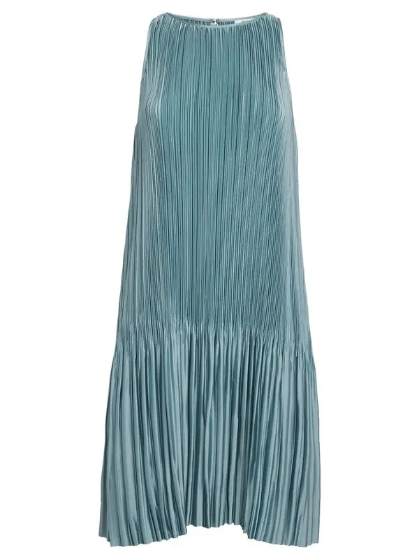 JOSEPH Satin Pleated Rida Midi Dress - Blue