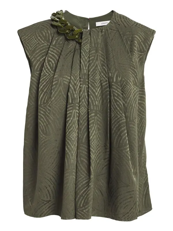 JOSEPH Silk Jacquard Taddart Blouse - Green