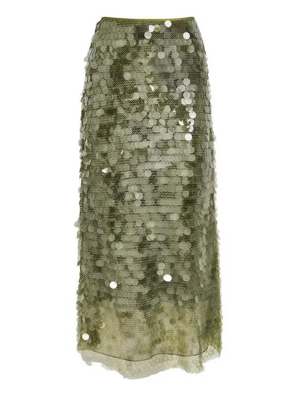 Cinq À Sept Calista Sequin Midi Skirt - Green