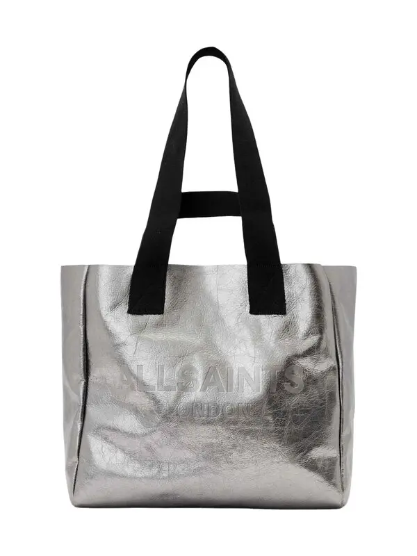 ALLSAINTS Izzy Metallic Leather Tote - Grey