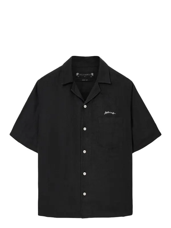 ALLSAINTS Linen Embroidered Wilder Shirt - Black
