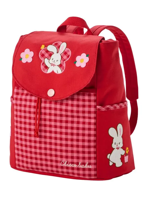 MIKI HOUSE Cotton Chieco Saku Backpack - Red