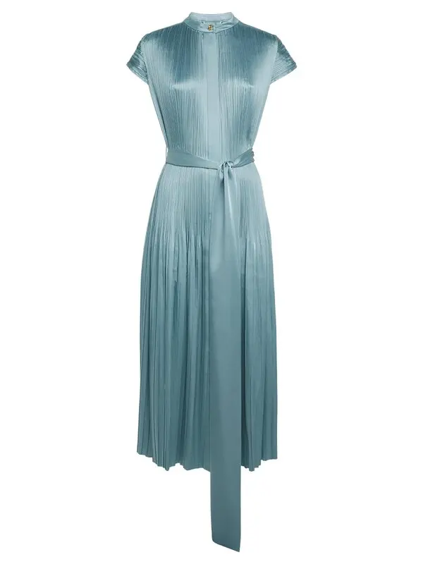 JOSEPH Satin Pleated Phare Maxi Dress - Blue