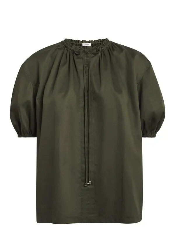 JOSEPH Cotton Sateen Nador Blouse - Green