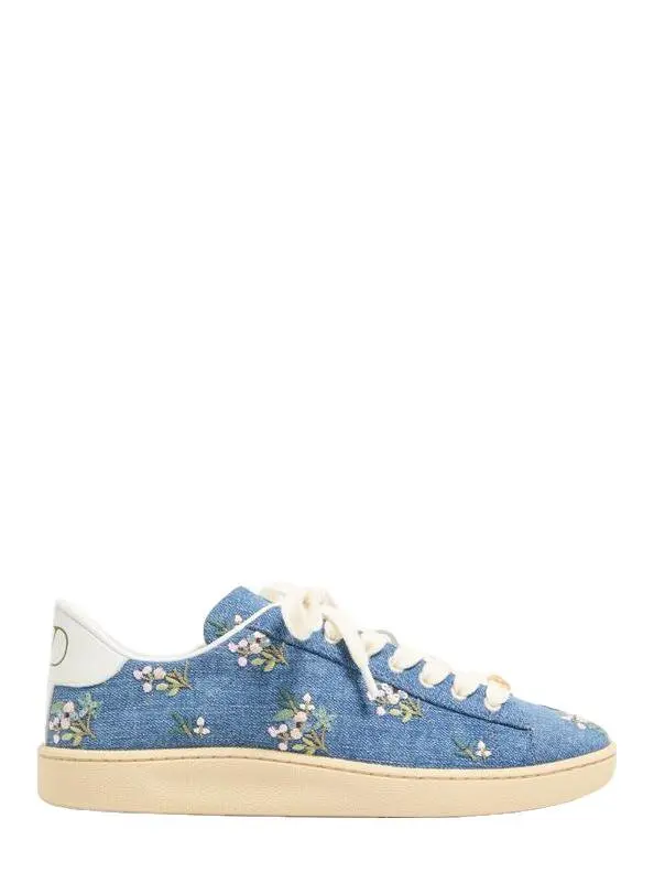 Valentino Garavani Royco Floral Embroidered Trainers - Denim
