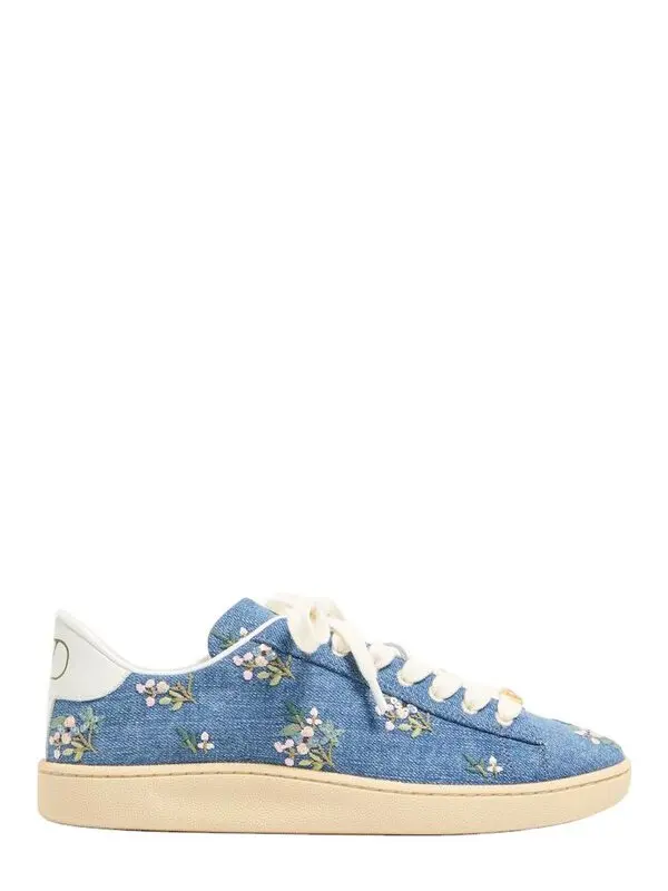 Valentino Garavani Royco Floral Embroidered Trainers - Denim