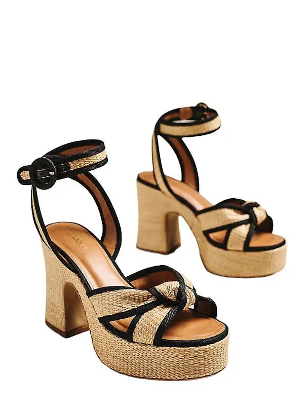 Maeve Raffia Platform Sandals - Neutral