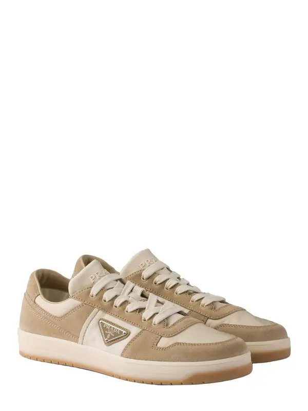 Prada Downtown Re-nylon And Suede Sneakers - Neutral