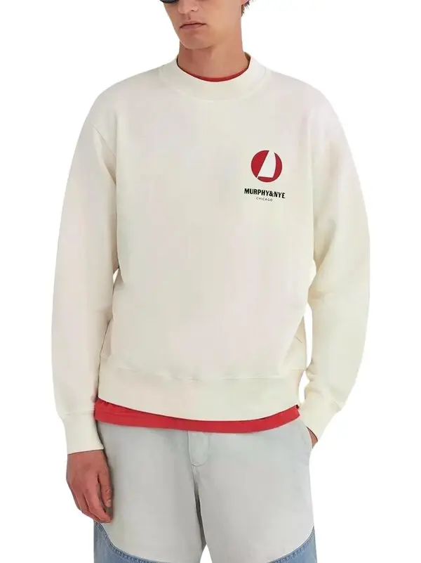 MURPHY&NYE Logo-print Cotton Sweatshirt - Neutrals