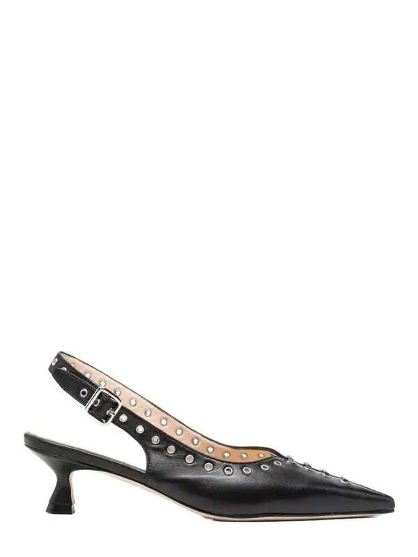 ANNA F. Eyelet Pointed Slingback Shoes - Black
