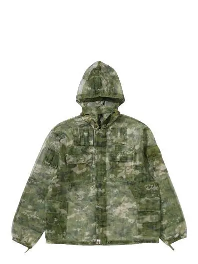 A BATHING APE Pixel Camo Hooded Shirt Jacket - Green