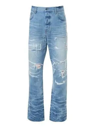 Amiri Aloha Patch Straight Fit Faded Indigo Jeans - Blue