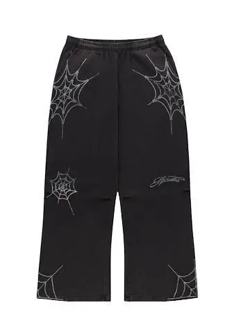 SP5DER Rhinestone Web Sweatpant - Black