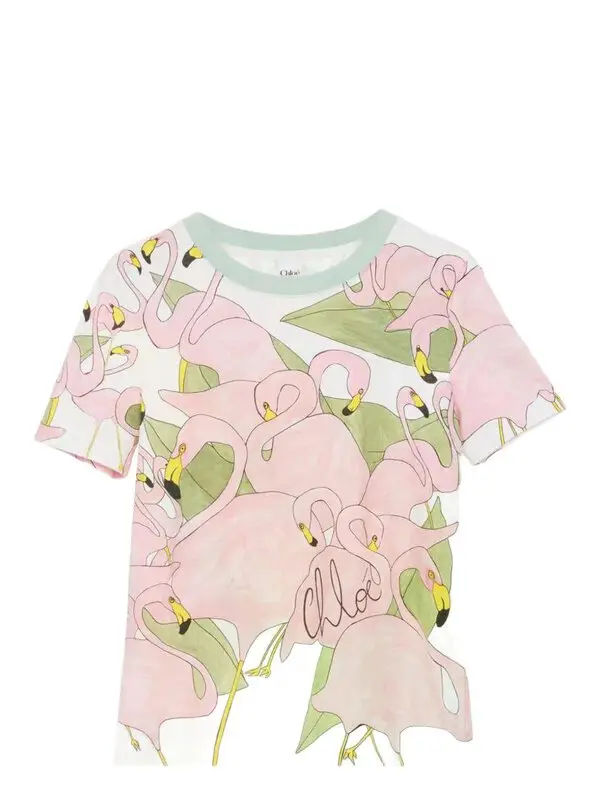 Chloé Flamingo Print T-shirt - White