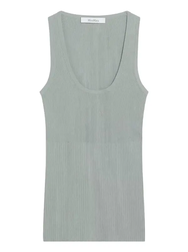 Max Mara Sleeveless Ribbed Knit Top - Green