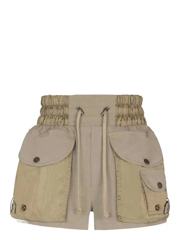 Balmain Cotton Twill Utility Shorts - Green
