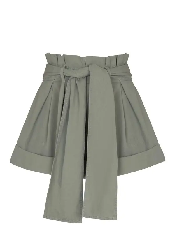 Balmain Cotton Gabardine High-waisted Shorts - Green