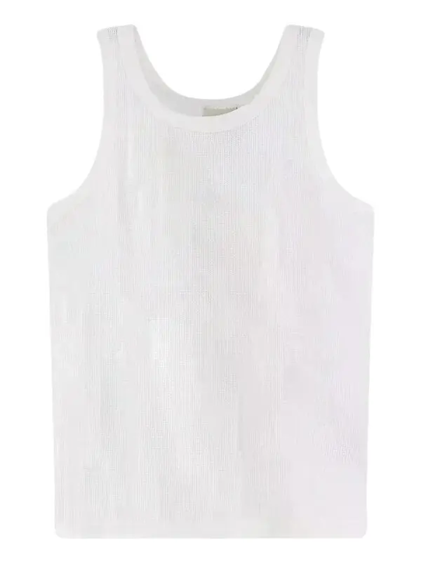 WALK IN PARIS Embroidered Logo Waffle Tank Top - White
