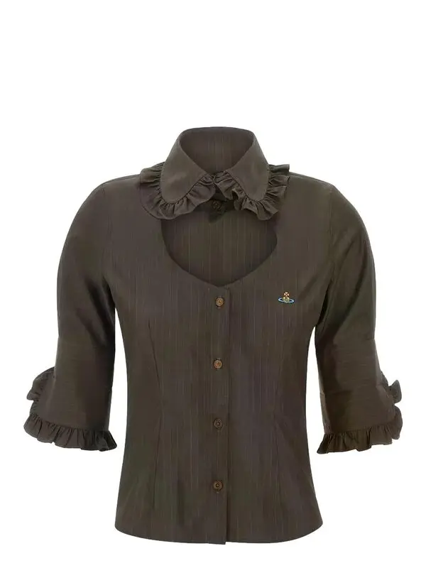 VIVIENNE WESTWOOD Toulouse Frill Striped Shirt - Brown