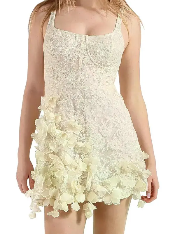 AMOSA Floral Lace Dress - Neutrals