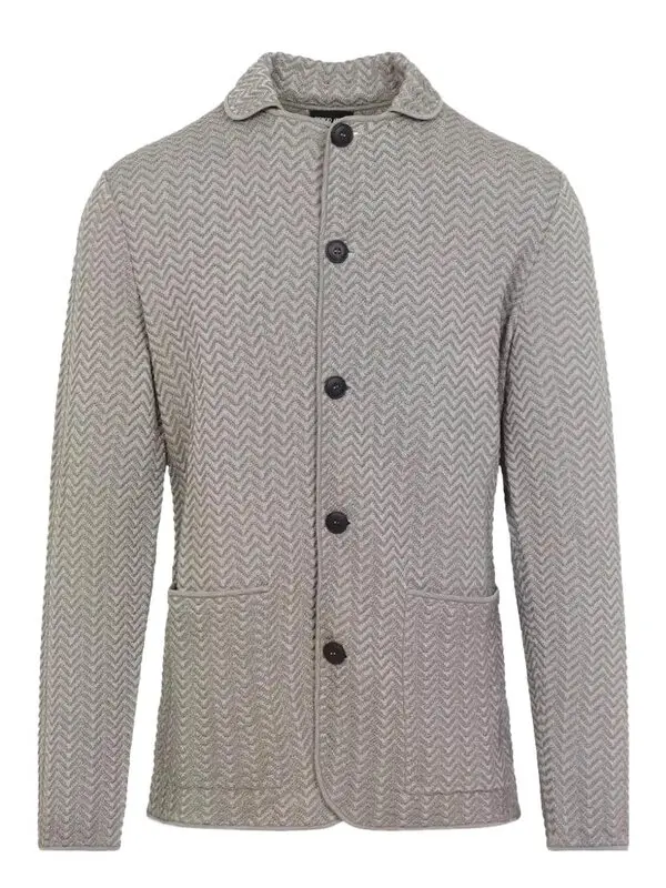 Giorgio Armani Buttoned Textured Jacket - Grey