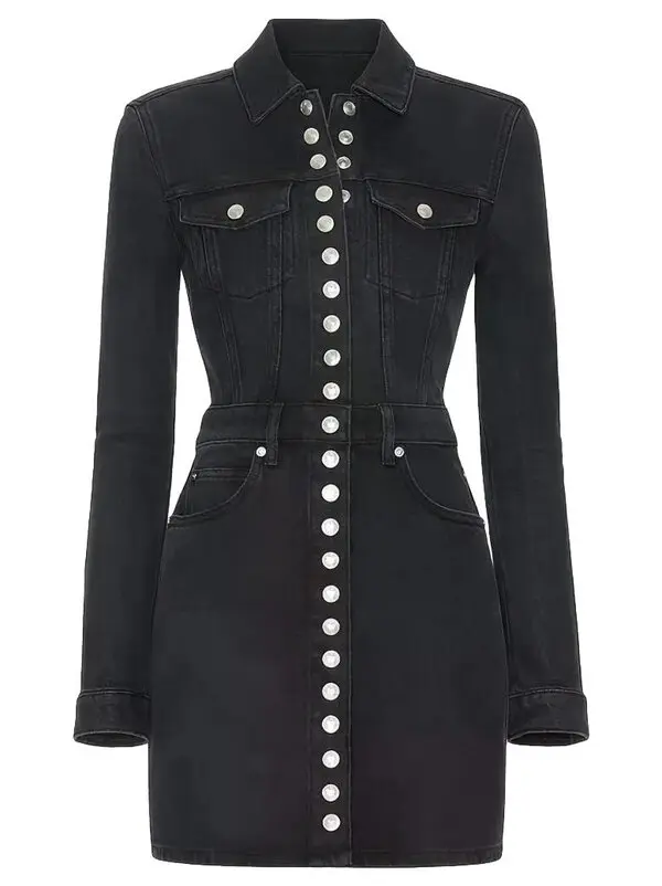 Alexander Wang Buttoned Collared Mini Dress - Black