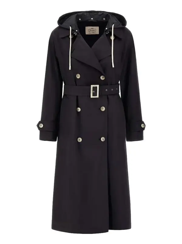 Herno Belted Hooded Coat - Black