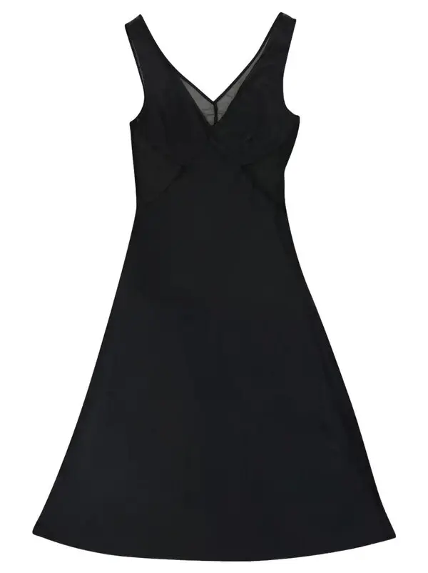 Callipygian V-neck A-line Dress - Black