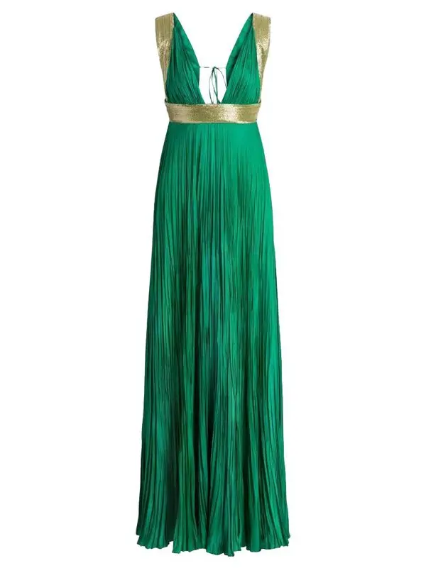Alberta Ferretti Pleated Maxi Dress - Green