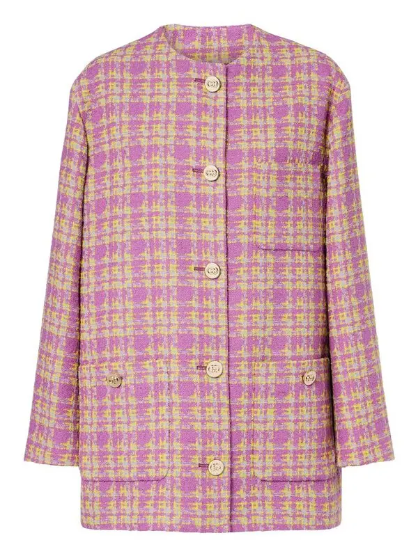 Gucci Checked Cotton-blend Tweed Jacket - Purple