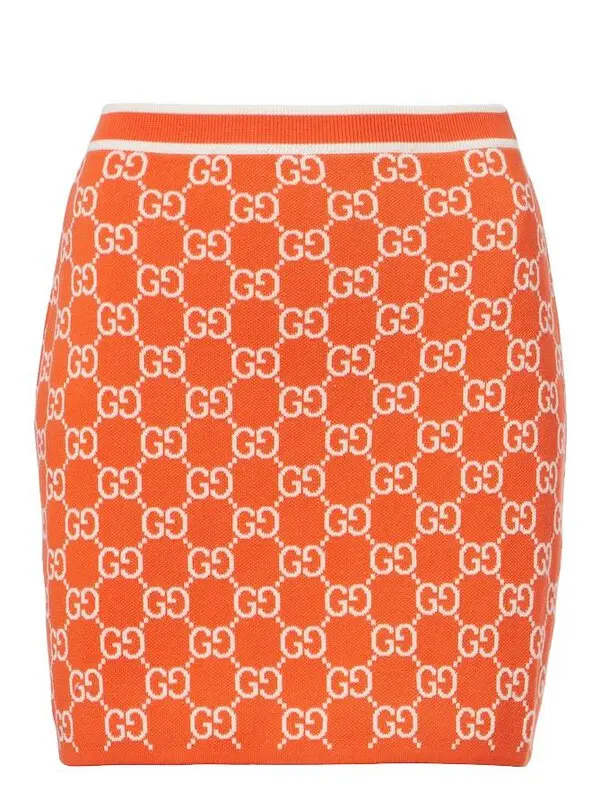 Gucci Gg Cotton Jacquard Miniskirt - Orange