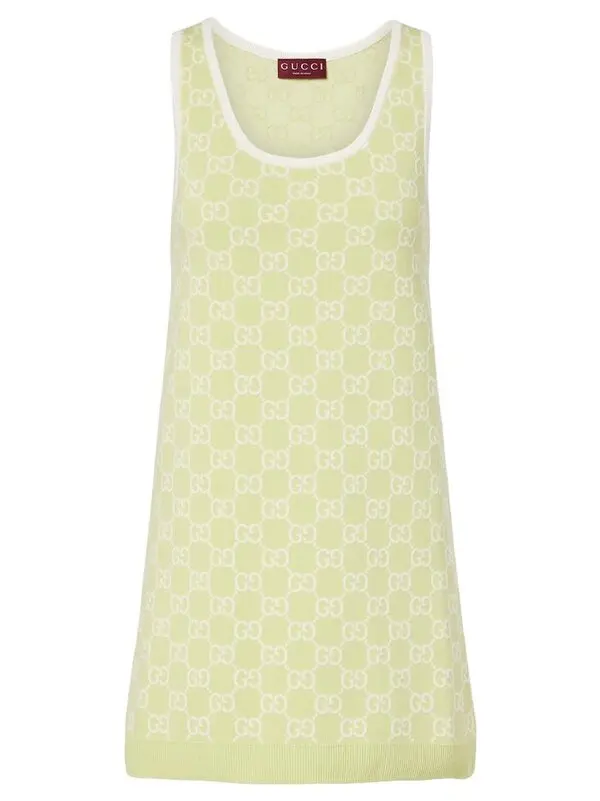 Gucci Gg Cotton Jacquard Mini Dress - Green