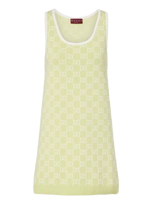 Gucci Gg Cotton Jacquard Mini Dress - Green