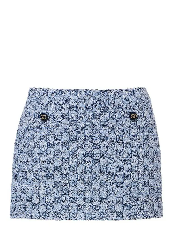 Gucci Gg Tweed Miniskirt - Blue