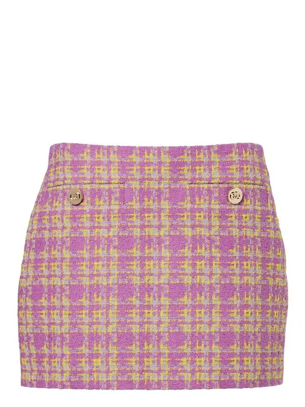 Gucci Checked Cotton-blend Tweed Miniskirt - Purple