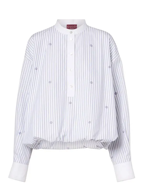 Gucci Interlocking G Pinstripe Cotton Shirt - White