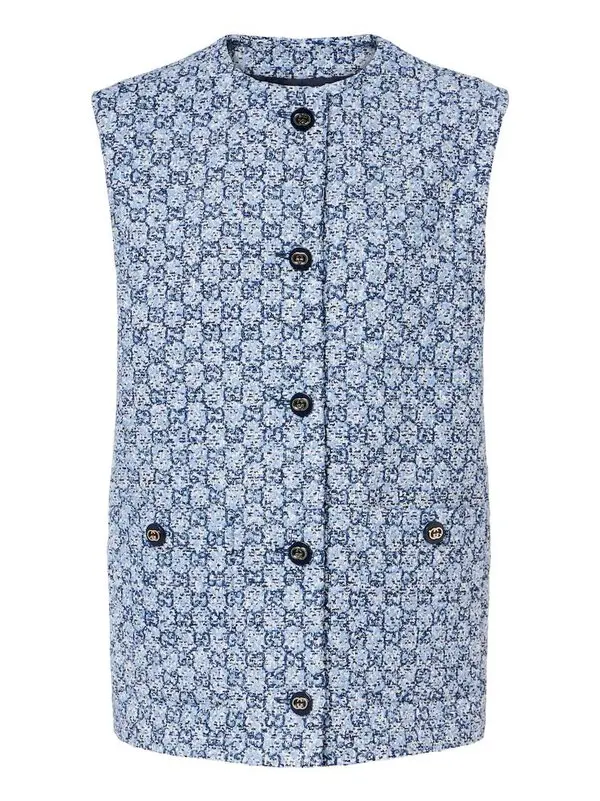 Gucci Gg Tweed Vest - Blue