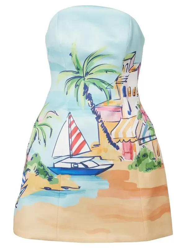 LEO LIN Printed Bustier Dress - Multicoloured