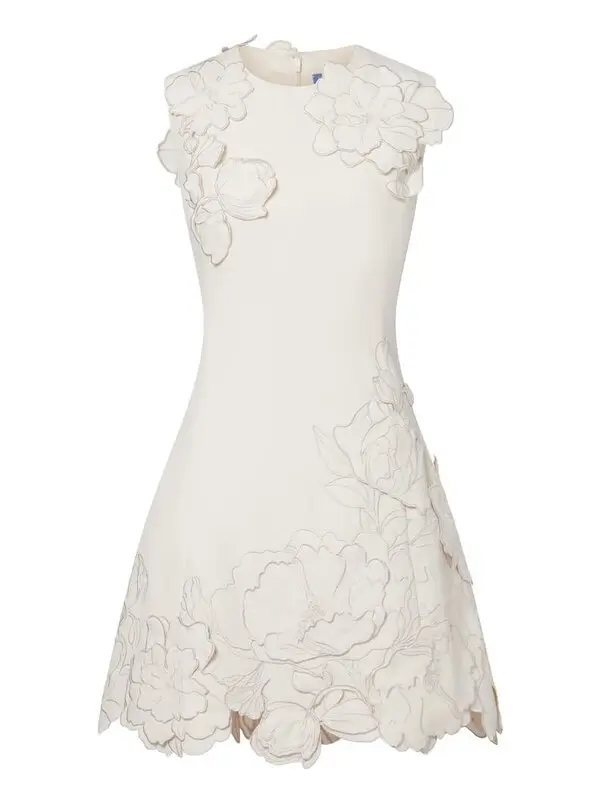LEO LIN Floral-appliqué Minidress - White
