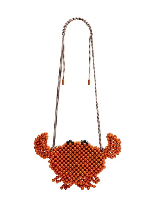 ALEMAIS Crab Mini Beaded Crossbody Bag - Orange