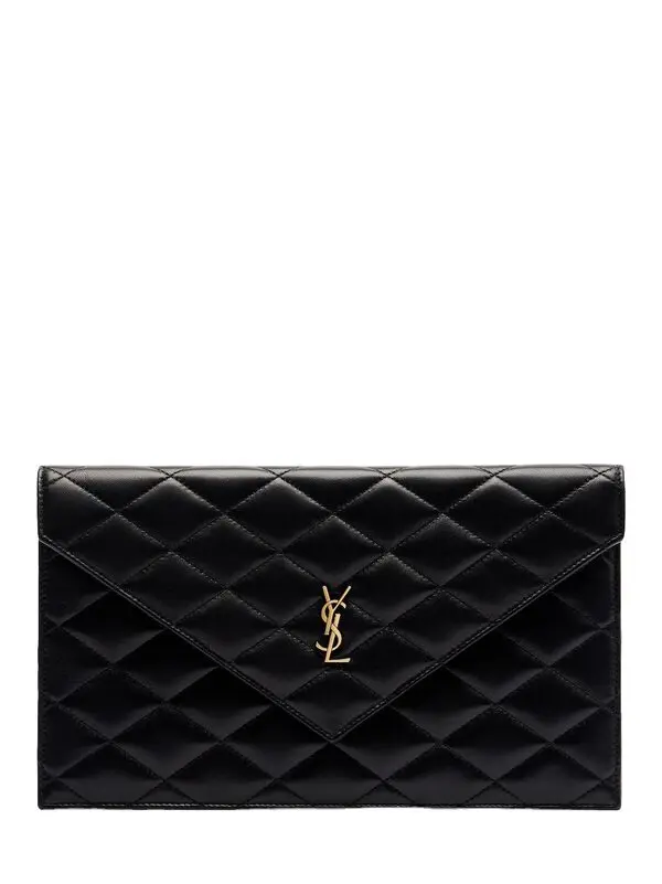 Saint Laurent Cassandre Quilted Leather Pouch - Black