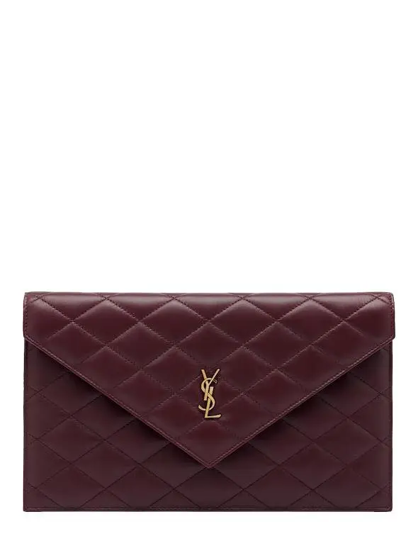 Saint Laurent Cassandre Quilted Leather Pouch - Burgundy