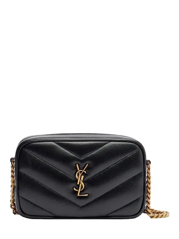 Saint Laurent Loulou Mini Quilted Leather Camera Bag - Black