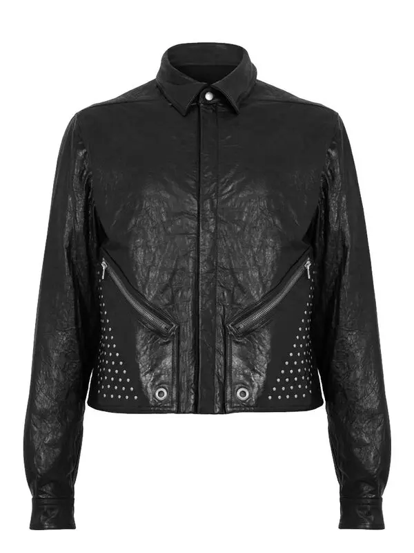 Rick Owens Tour Alice Leather Shirt Jacket - Black