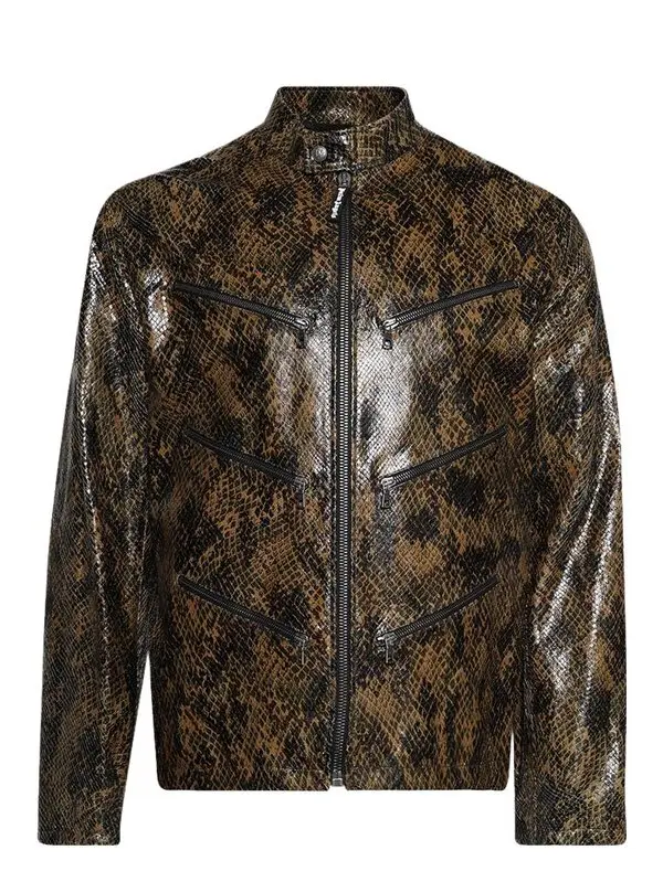 Palm Angels Leather Biker Jacket - Green