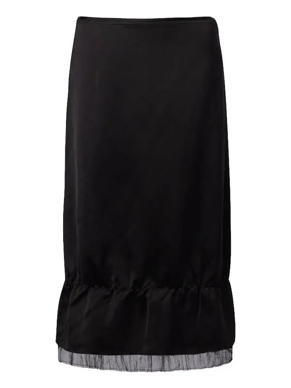 TOTEME Gauze-trimmed Satin Midi Skirt - Black