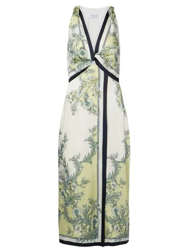 Veronica Beard Kaliza Floral Twill Midi Dress - Green