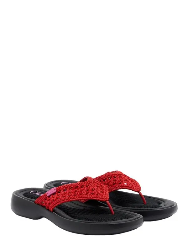 Chloé Poolette Crochet Thong Sandals - Red