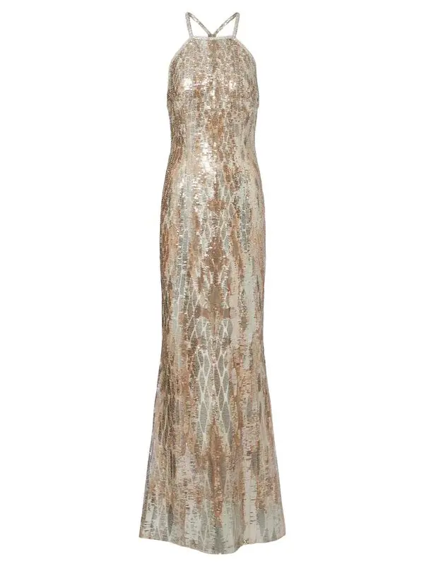 Elie Saab Sequined Silk-blend Gown - Gold